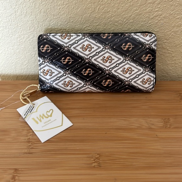 Imoshion | Bags | Imo Black And White Wallet With Gold Dollar Signs Nwt ...